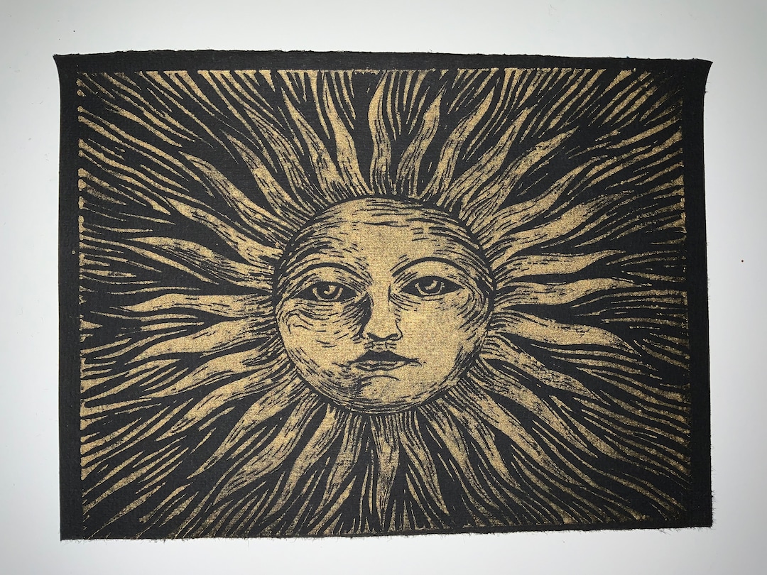 Linocut, Sun, Tarot,astrology,linoprint,gold Linoprint, - Etsy