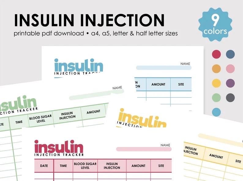 Insuline Dosage, Insulin Log, Insulin Tracker, Diabetes Log, Diabetes ...