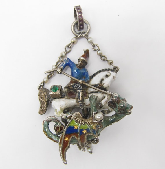 Victorian Austro Hungarian Silver Enamel George & The… - Gem