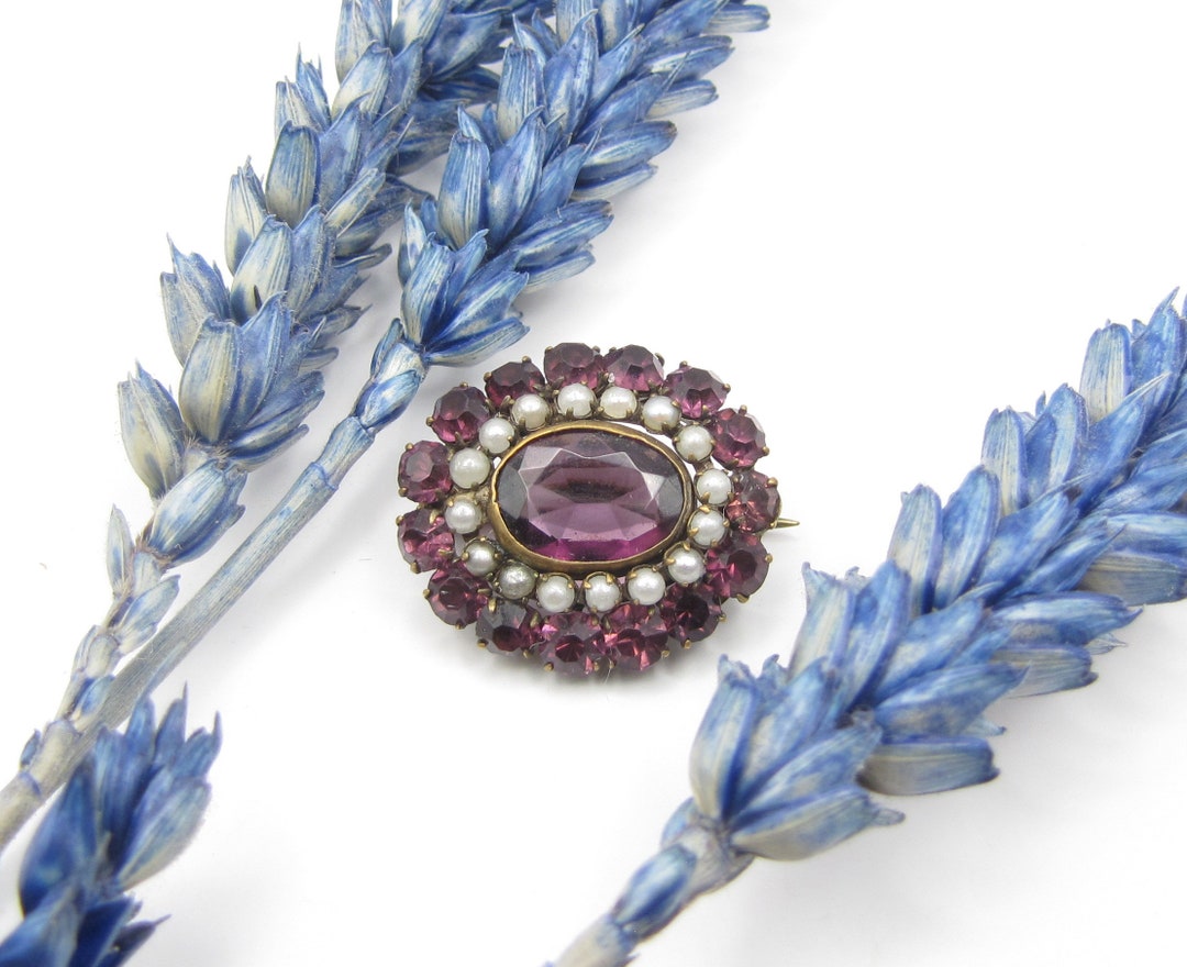 Antique Paste & Faux Pearl Cluster Brooch - Etsy