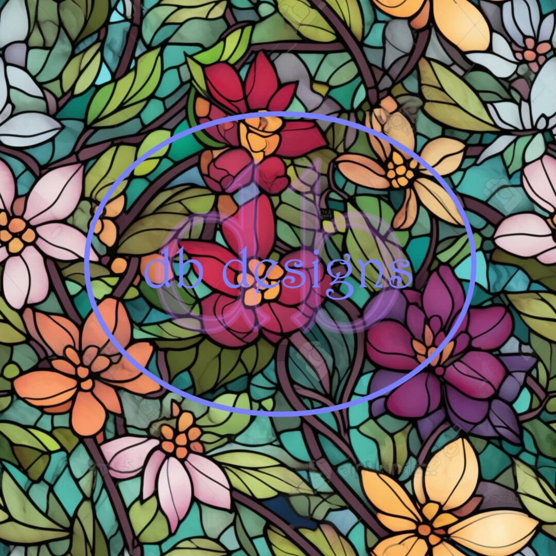 Stained Glass Flowers Digital Paper Seamless Pattern, Digital Paper ...