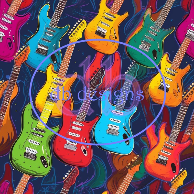 Guitar Digital Paper Seamless Pattern, Digital Paper, Seamless Pattern ...