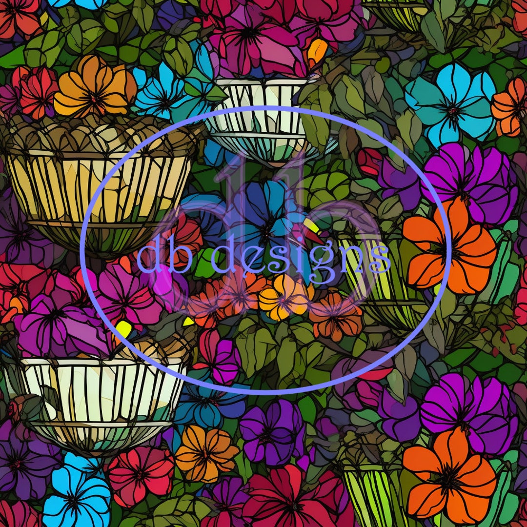 Stained Glass Flowers Digital Paper Seamless Pattern, Digital Paper ...