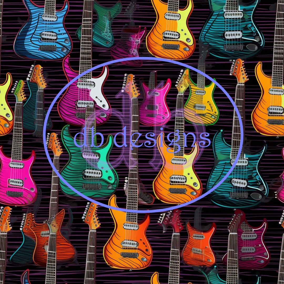Guitar Digital Paper Seamless Pattern, Digital Paper, Seamless Pattern ...