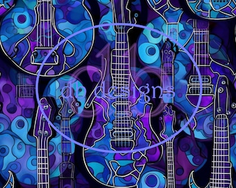 Guitar Digital Paper Seamless Pattern, Digital Paper, Seamless Pattern ...