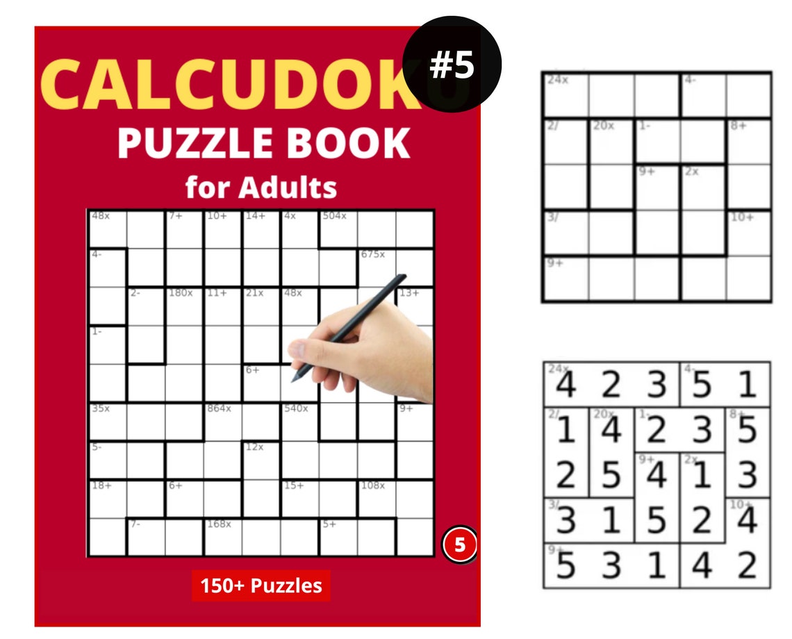 Puzzles Bundle #5, 8 Unique PDF Printable Puzzle Books, Calcudoku ...