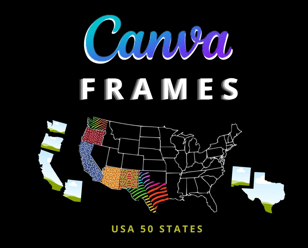 USA States Map Canva Custom Frames 50 States Hawaii - Etsy