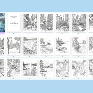 New York State Coloring Book for Adults, Niagara Falls, Watkins Glen ...