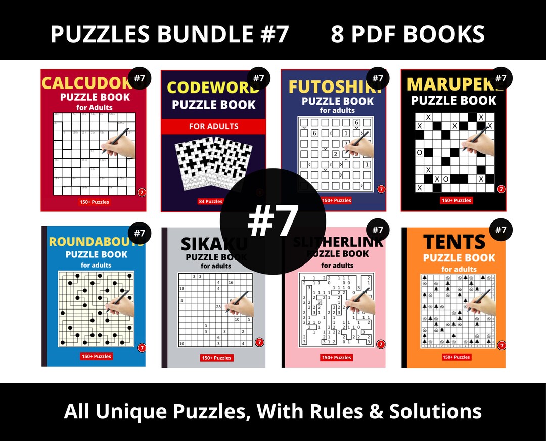 Puzzle Book Instant Download Bundle #7, Calcudoku, Codewords, Futoshiki ...