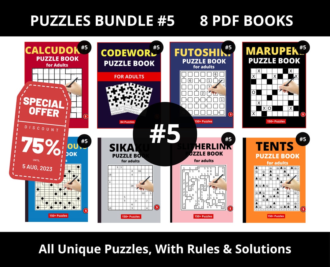 Puzzles Bundle 5 8 Unique PDF Printable Puzzle Books - Etsy