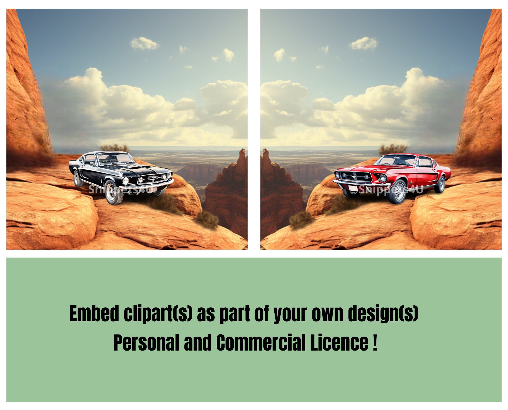 Vintage Car Watercolor Clipart, Classic Car, Ford Mustang, PNG ...