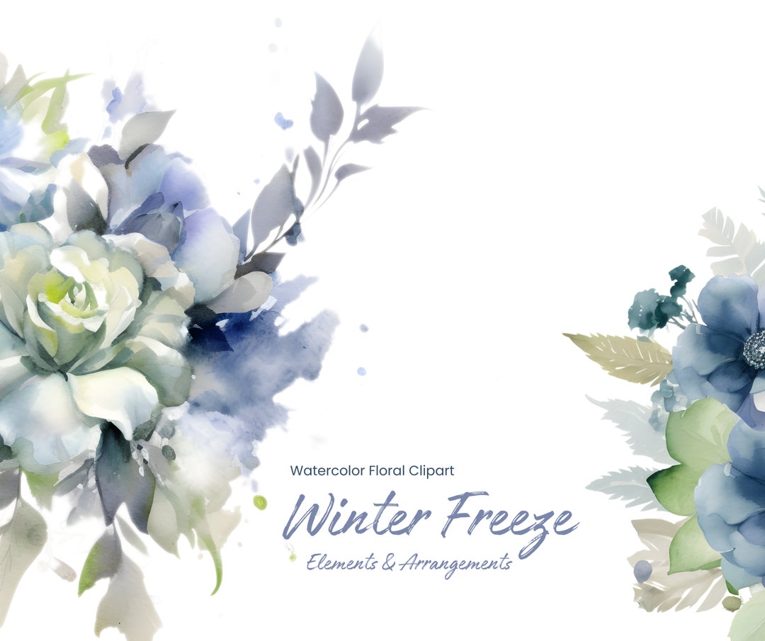 Winter Floral Watercolor Floral Wildflowers Clipart PNG - Etsy