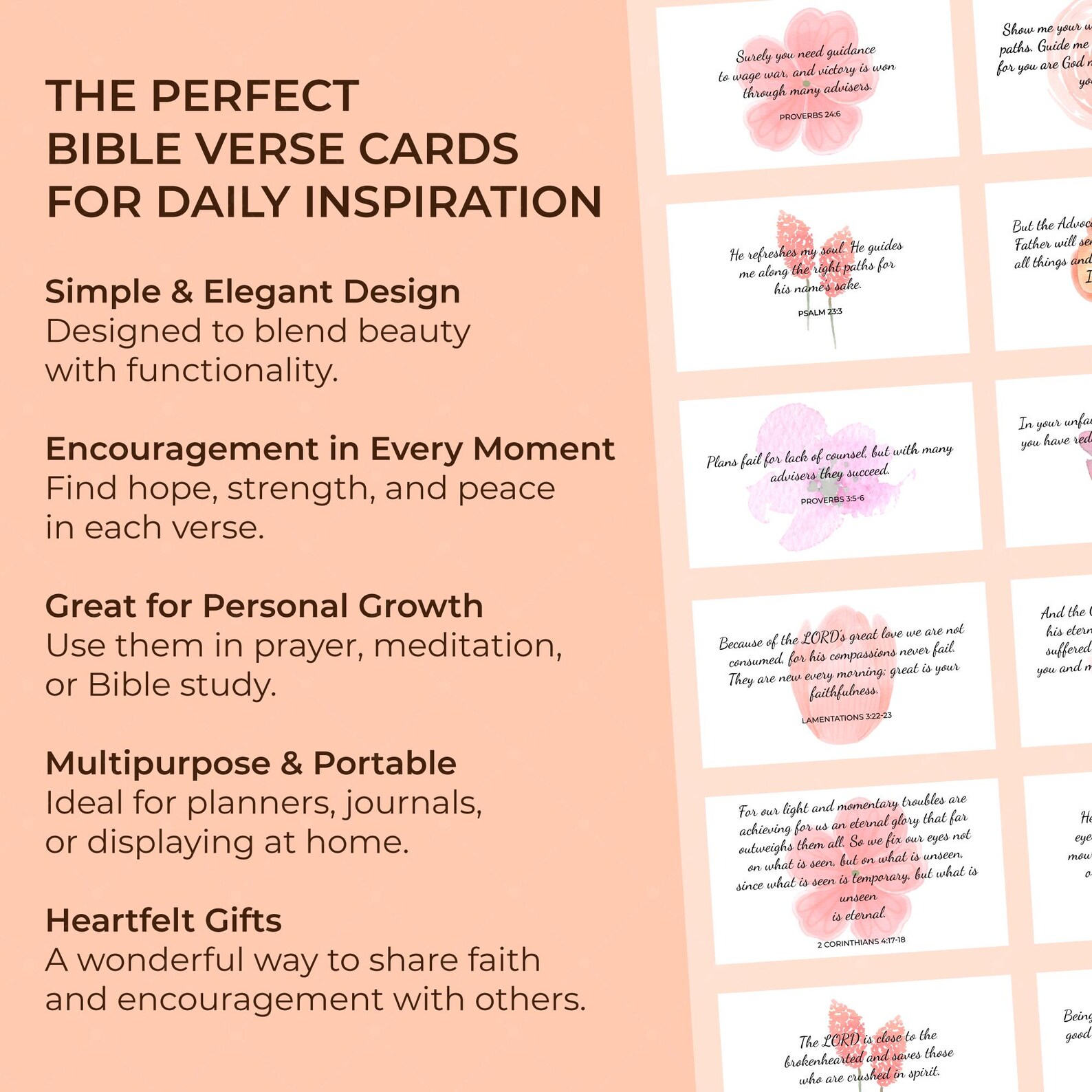 256 Printable Bible Verse Cards, Christian Affirmation Cards, Daily ...