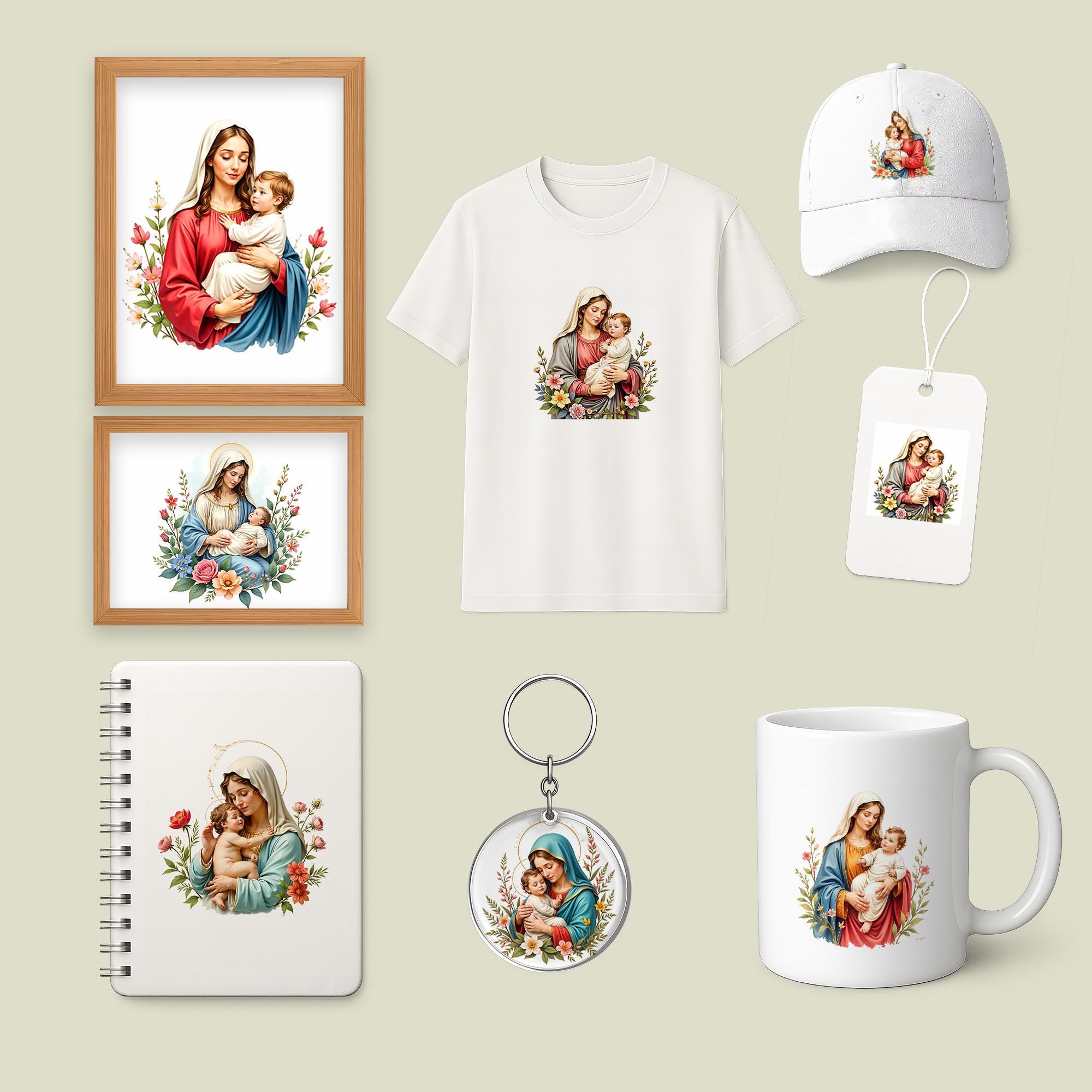 25 Virgin Mary and Baby Jesus Clipart Bundle, Catholic Printable JPG ...