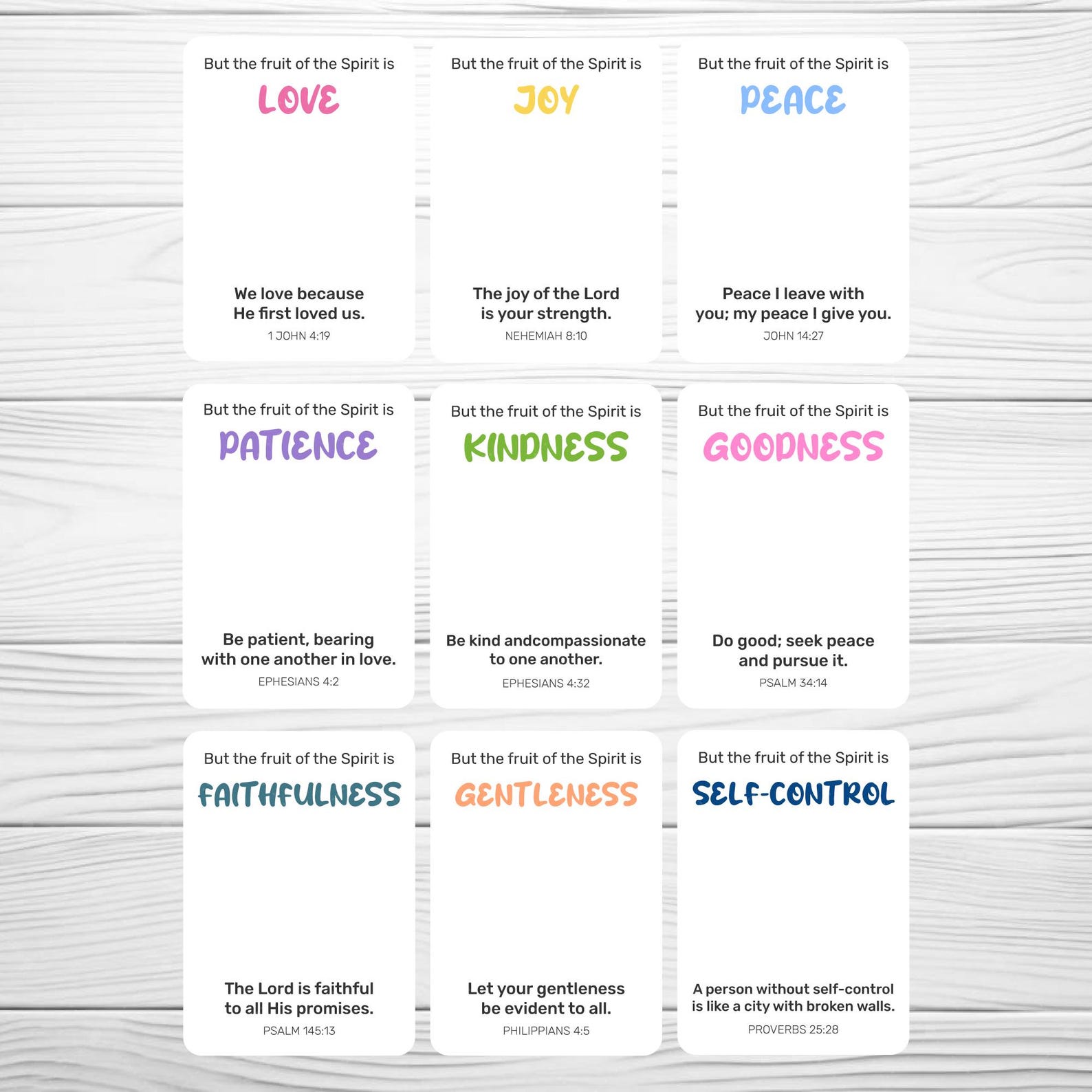 Fruit of the Spirit Flash Cards, Bible Verse Learning Printable ...