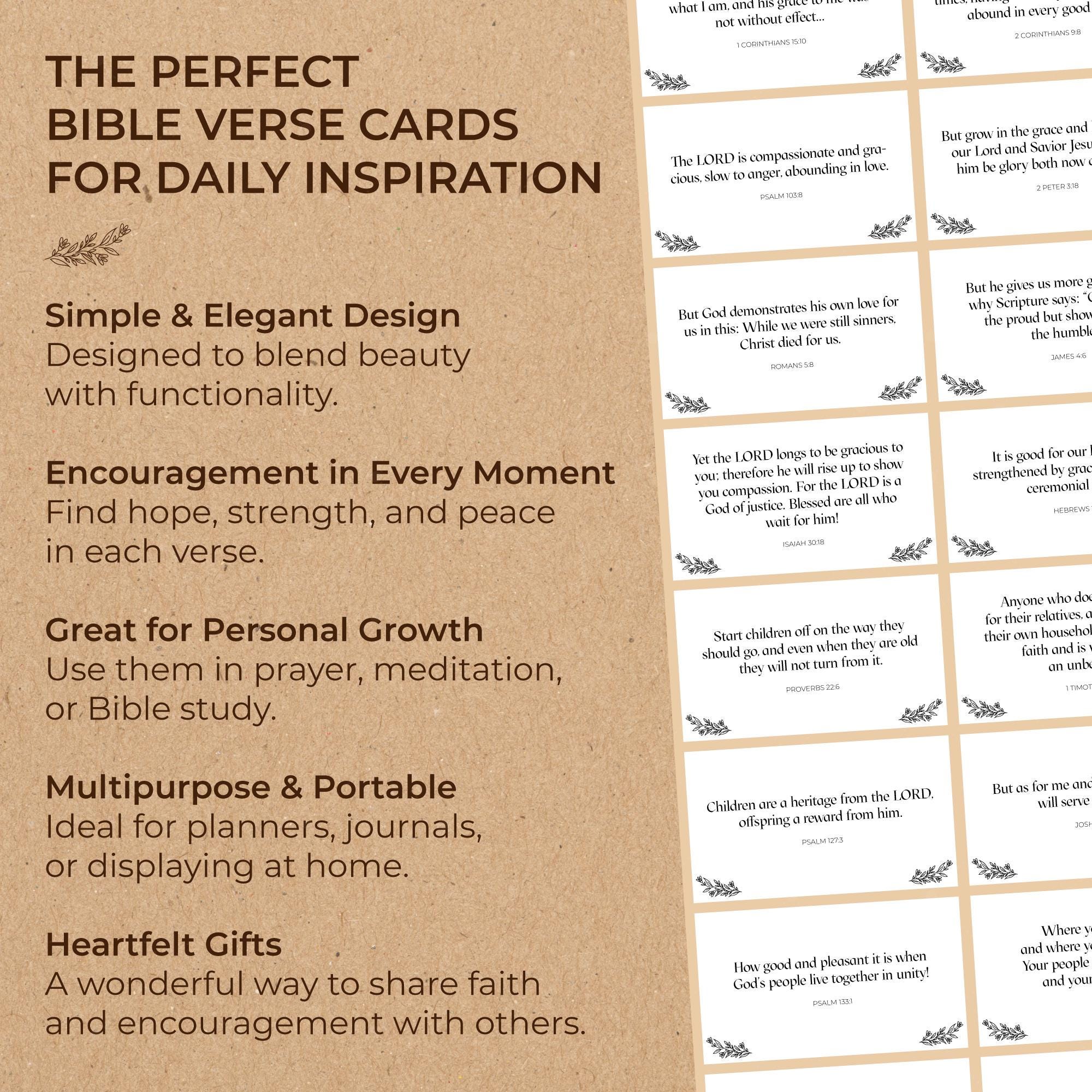 256 Printable Bible Verse Cards, Daily Scripture Flashcards, Christian ...