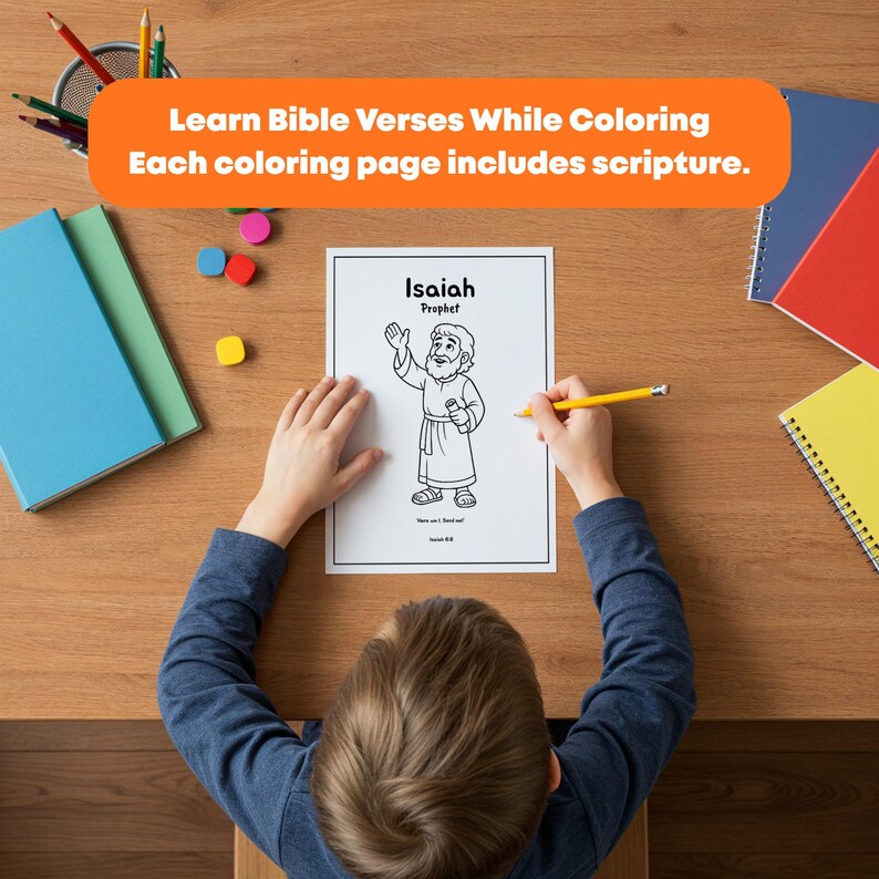 Bible Character Coloring Book for Kids, 50 Printable Pages With Verses ...