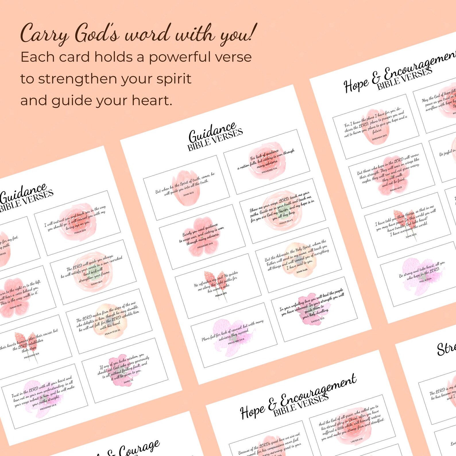 256 Printable Bible Verse Cards, Christian Affirmation Cards, Daily ...