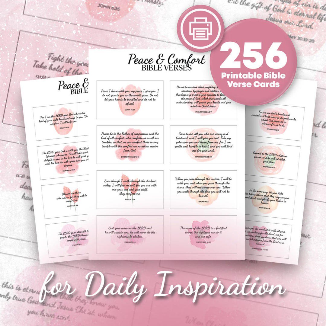 256 Bible Verse Cards Printable, Daily Scripture Cards, Encouragement ...