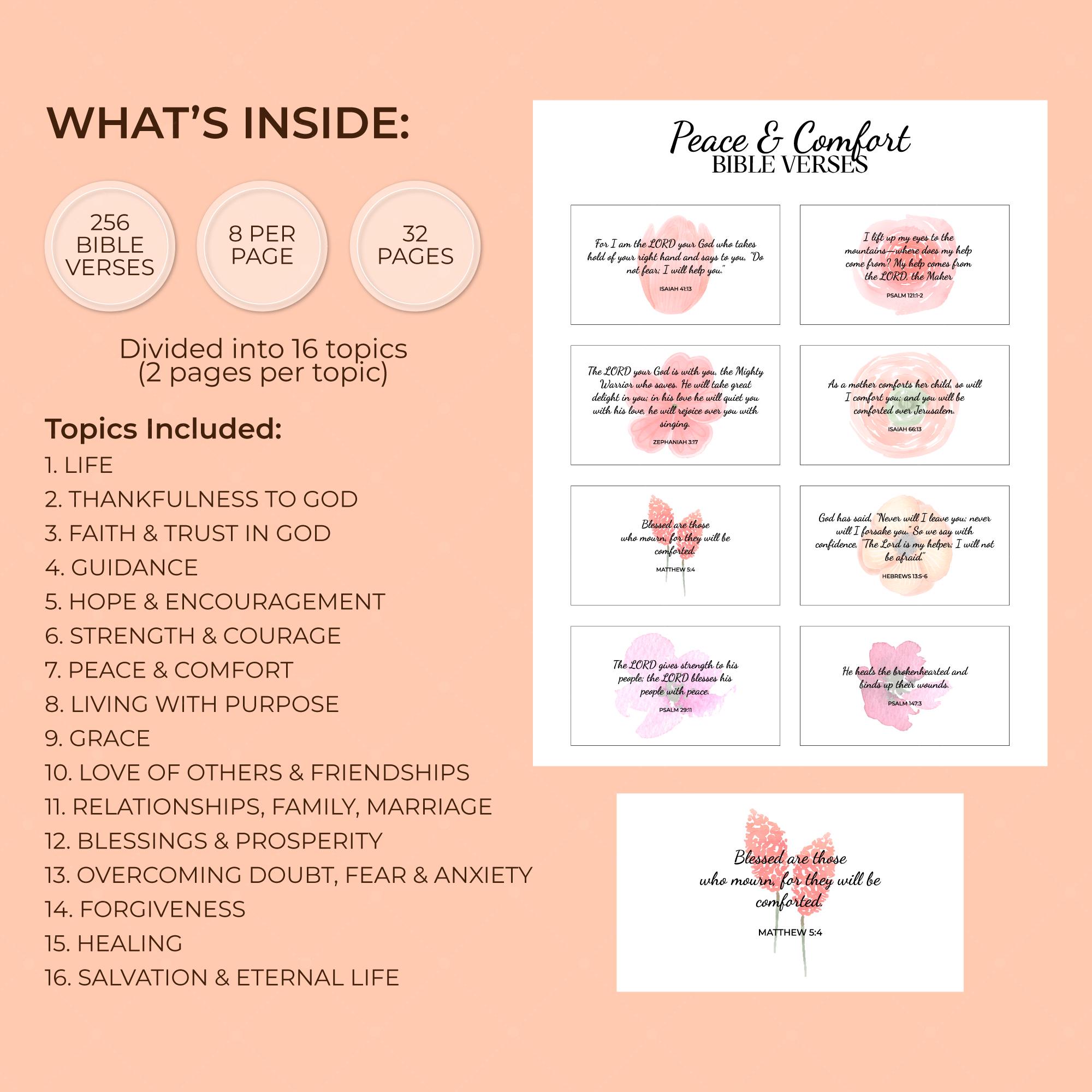 256 Printable Bible Verse Cards, Christian Affirmation Cards, Daily ...