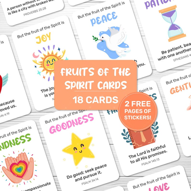 Fruit of the Spirit Flash Cards, Bible Verse Learning Printable ...