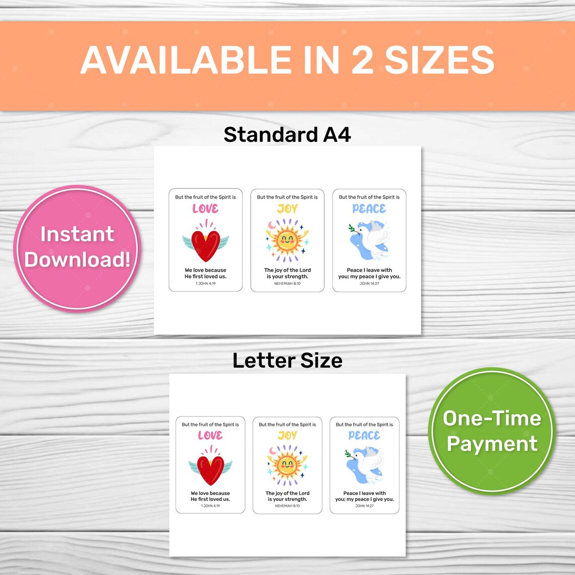 Fruit of the Spirit Flash Cards, Bible Verse Learning Printable ...