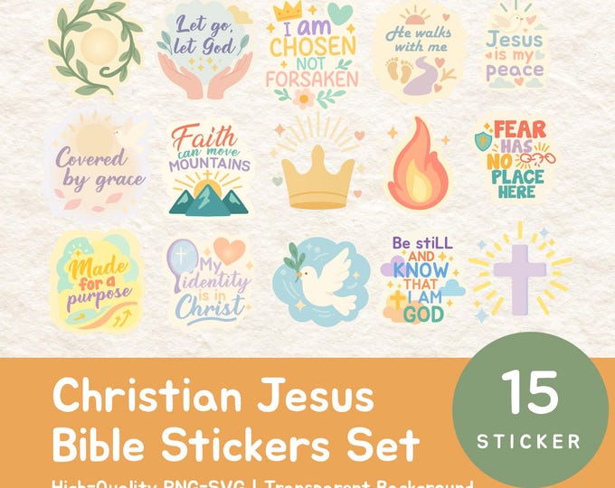 Cute Christian Quotes Stickers SVG PNG Bundle, Printable Bible Study ...
