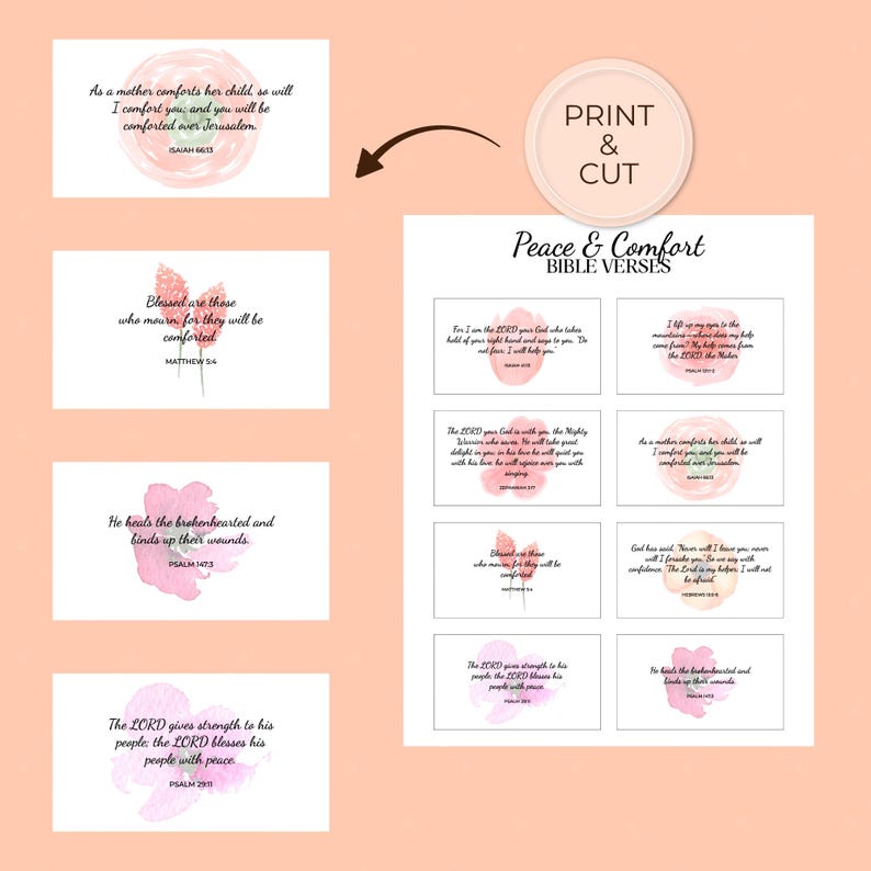 256 Printable Bible Verse Cards, Christian Affirmation Cards, Daily ...