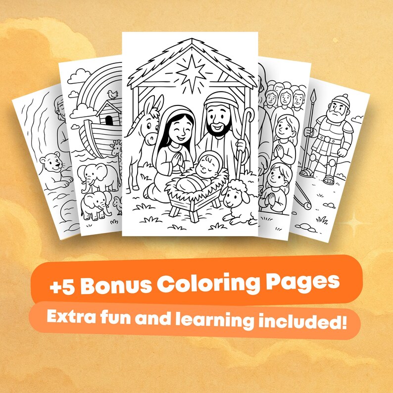 Bible Character Coloring Book for Kids, 50 Printable Pages With Verses ...