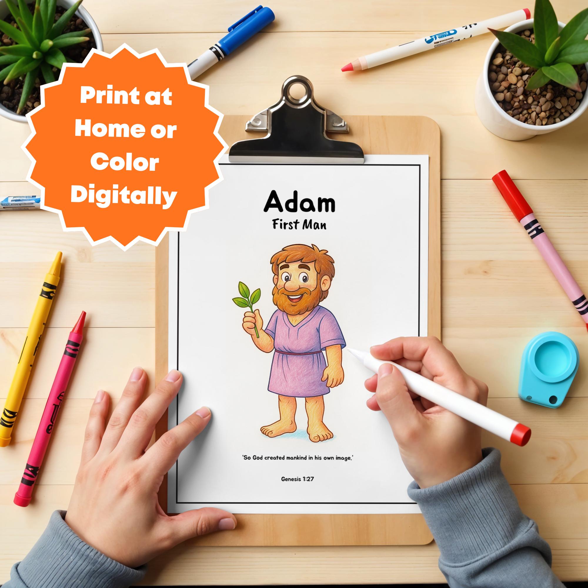 Bible Character Coloring Book for Kids, 50 Printable Pages With Verses ...