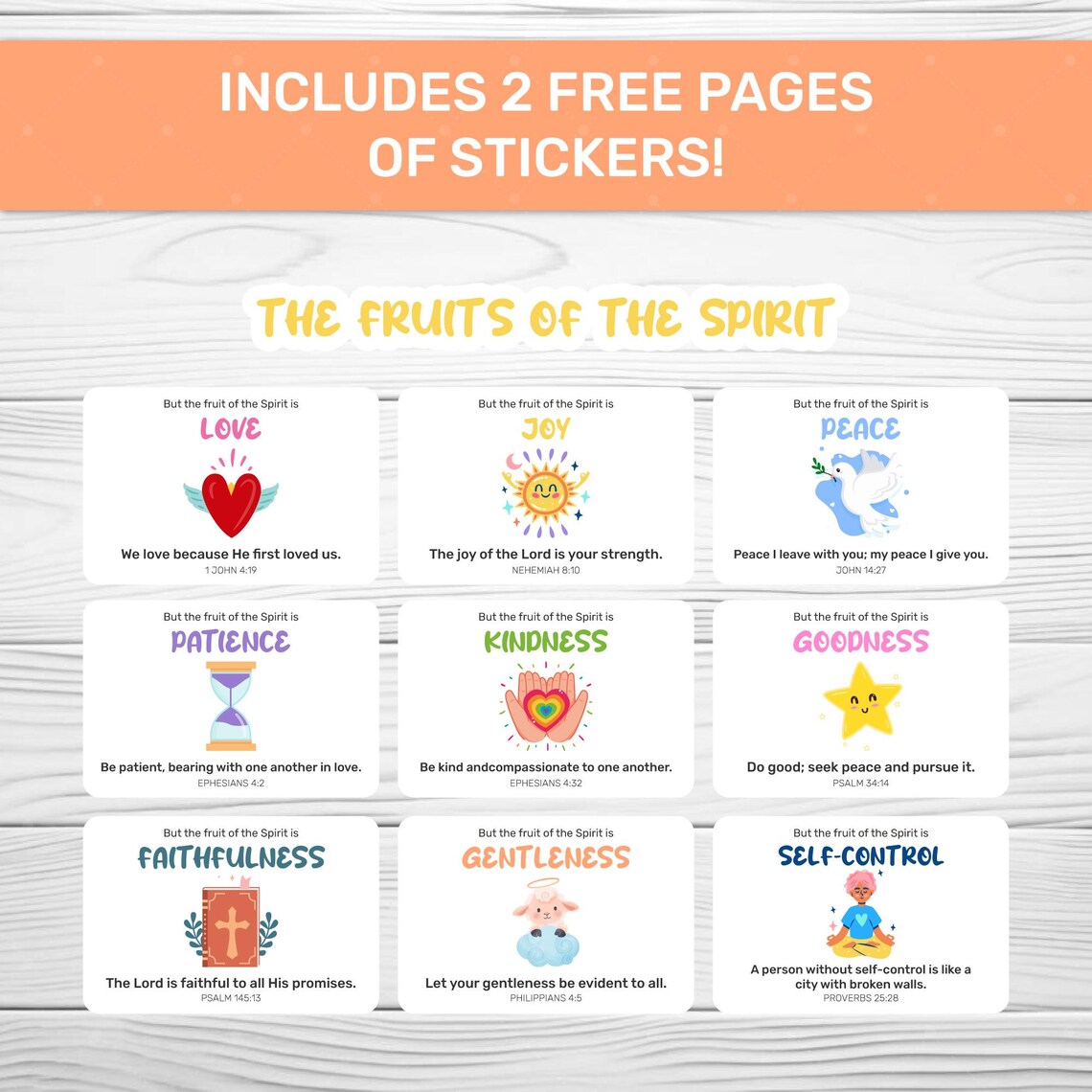 Fruit of the Spirit Flash Cards, Bible Verse Learning Printable ...