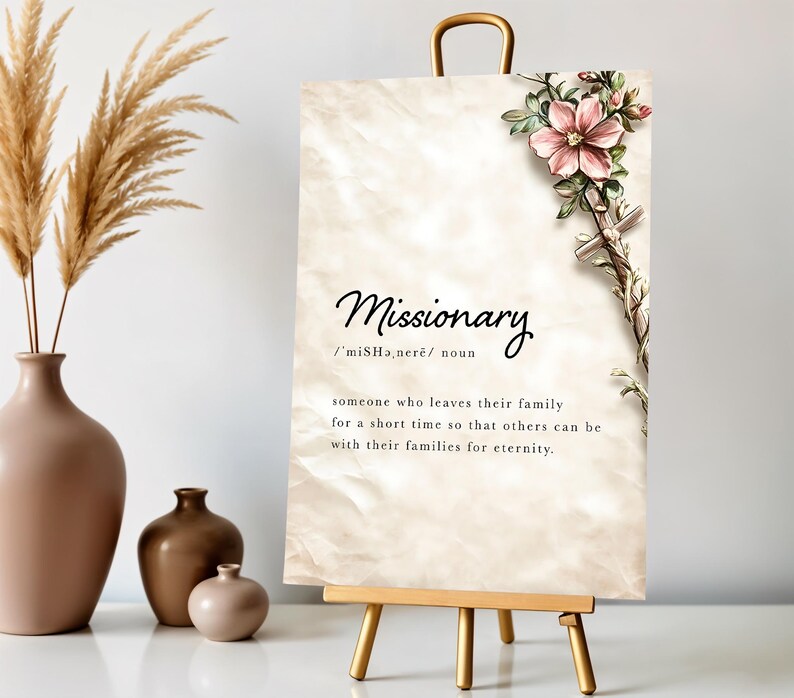 Missionary Definition Print, LDS Gift, Floral Christian Wall Art ...