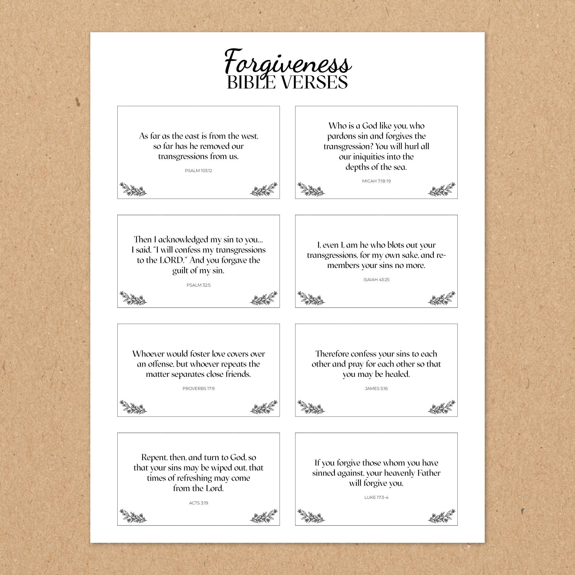 256 Printable Bible Verse Cards, Daily Scripture Flashcards, Christian ...