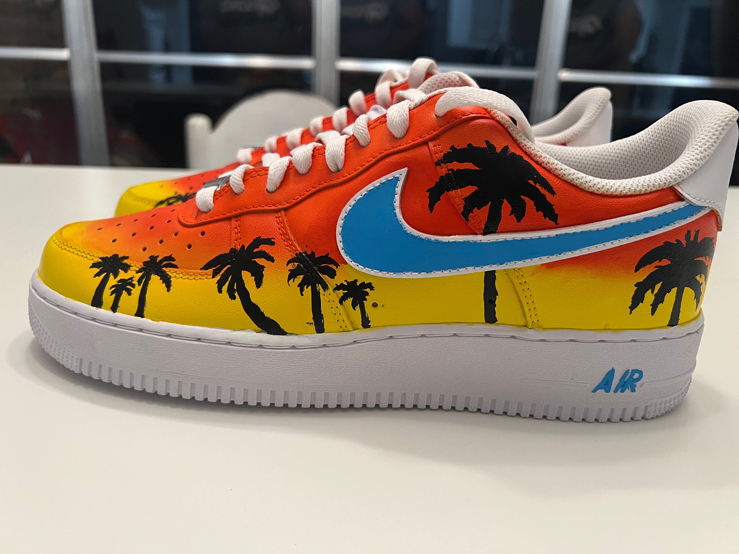 Custom Air Force 1 Size 10.5 Orange, Yellow and Blue - Etsy