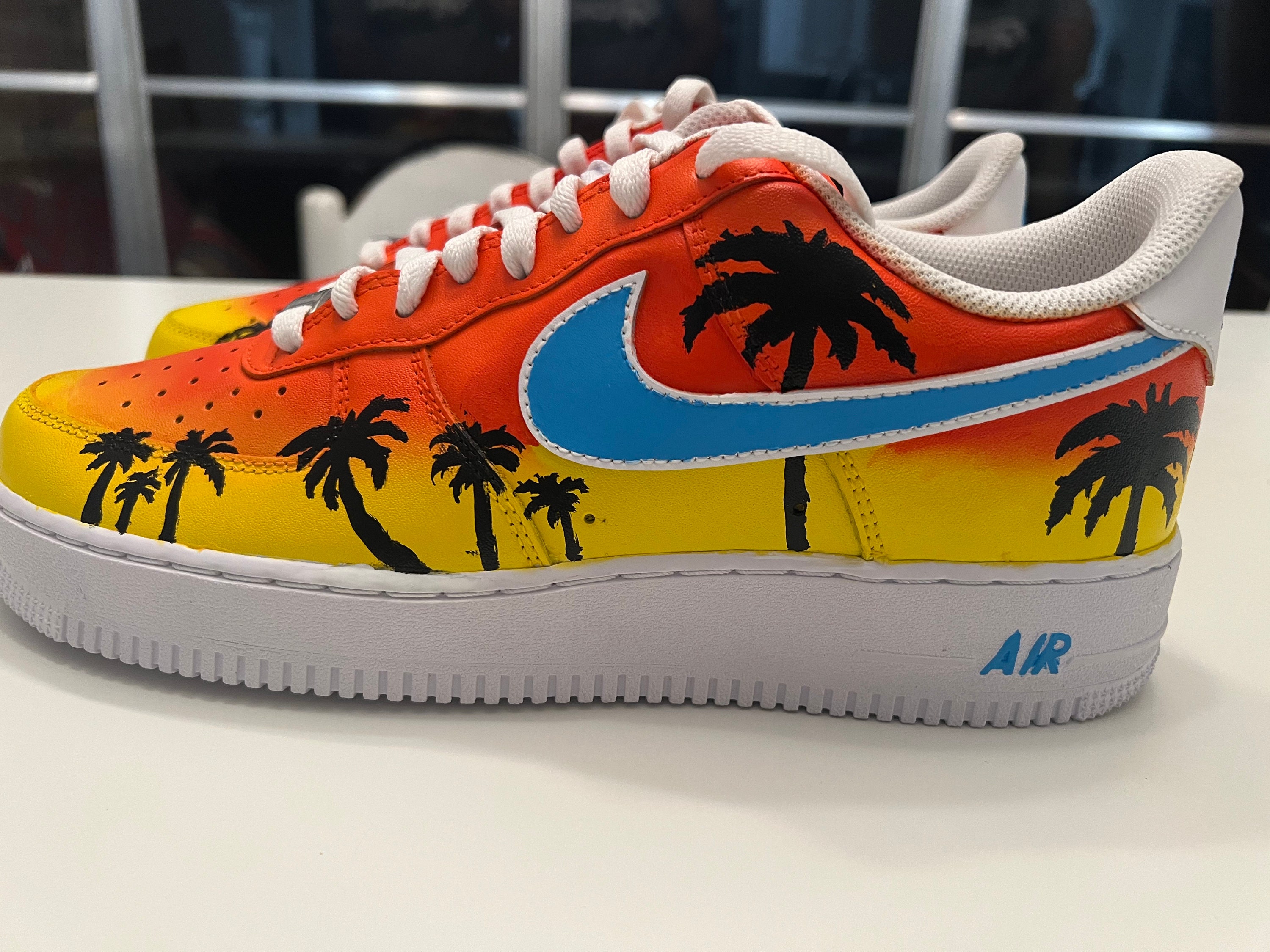 Custom Air Force 1 Size 10.5 Orange, Yellow and Blue - Etsy