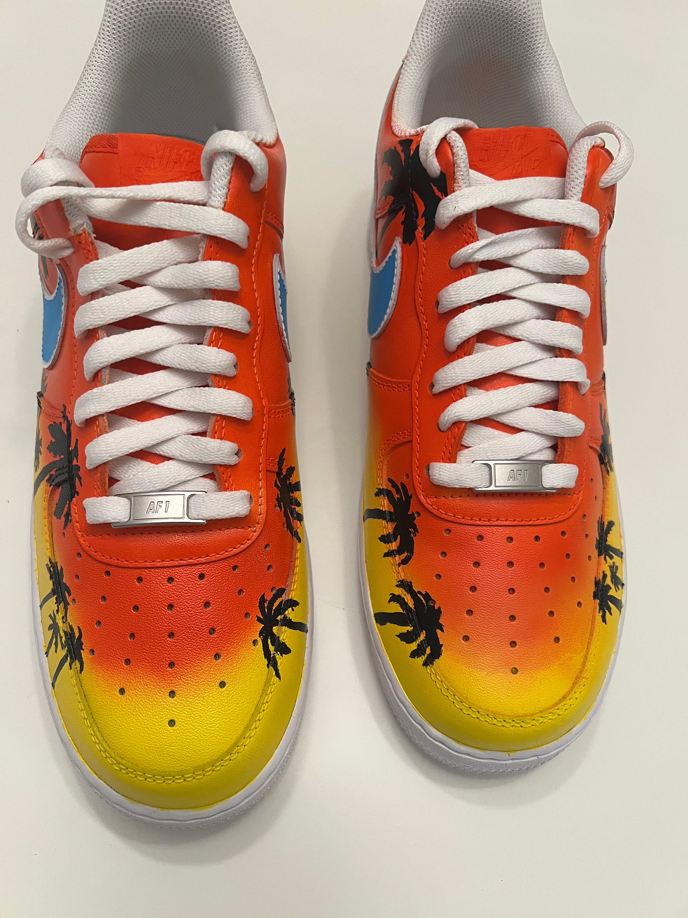 Custom Air Force 1 Size 10.5 Orange, Yellow and Blue - Etsy