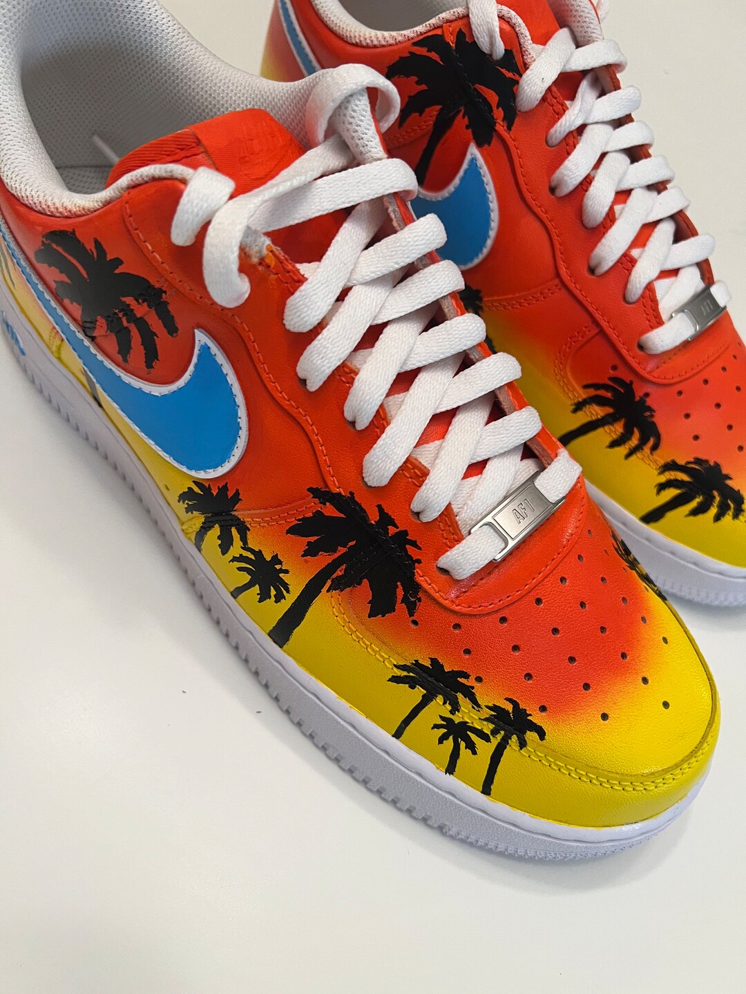 Custom Air Force 1 Size 10.5 Orange, Yellow and Blue - Etsy
