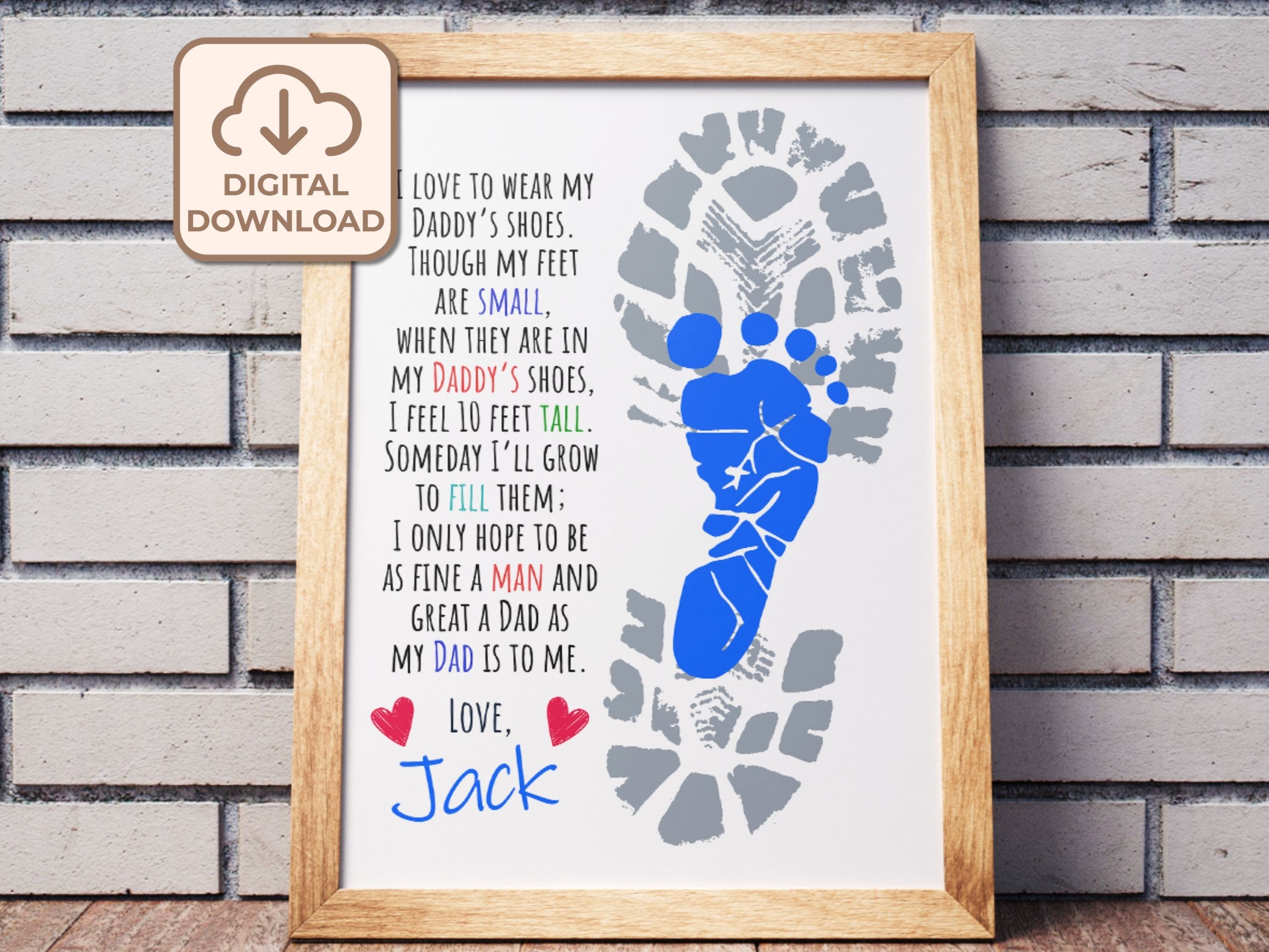 Dad Footprint Craft, Baby Footprint Gift for Dad, Kid Project Footprint ...