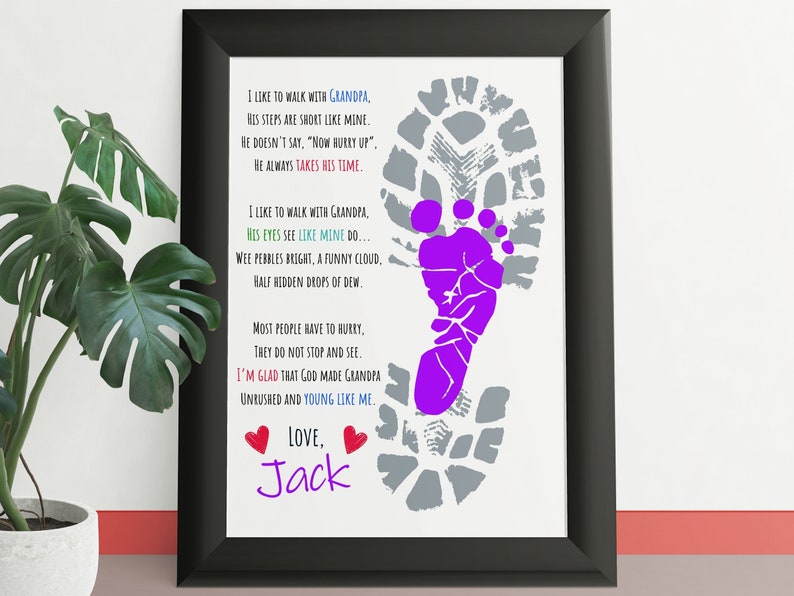 Grandpa Footprint Craft, Kids Baby Toddler Footprint Art, Fathers Day ...