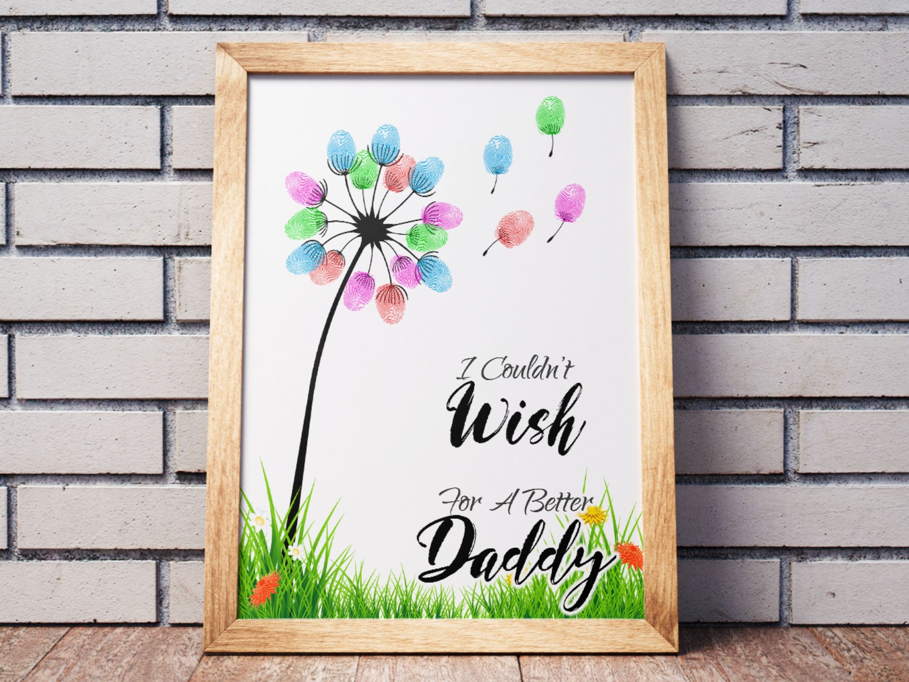 Dandelion Fingerprint Art From Kids, Gift for Daddy, Fathers Day ...