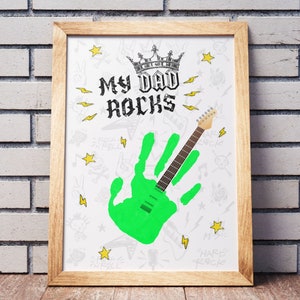 My Dad Rocks Handprint, DIY Keepsake Memory, Dad Handprints, DIY ...