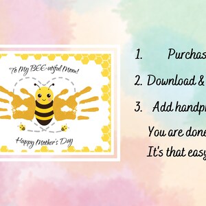 Mother's Day Bee Handprint Craft, Custom Handprint Craft, Custom ...