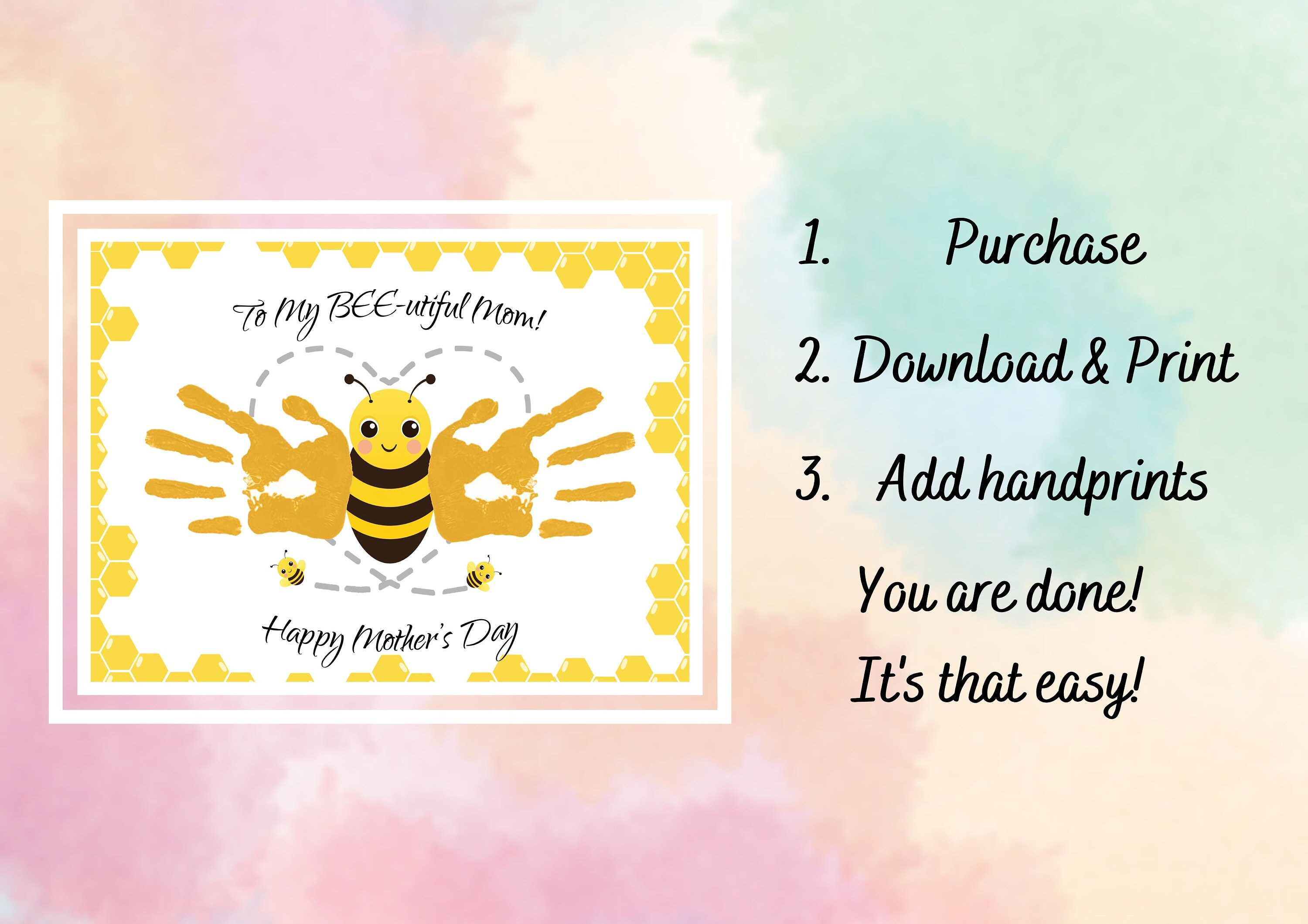 Mother's Day Bee Handprint Craft, Custom Handprint Craft, Custom ...