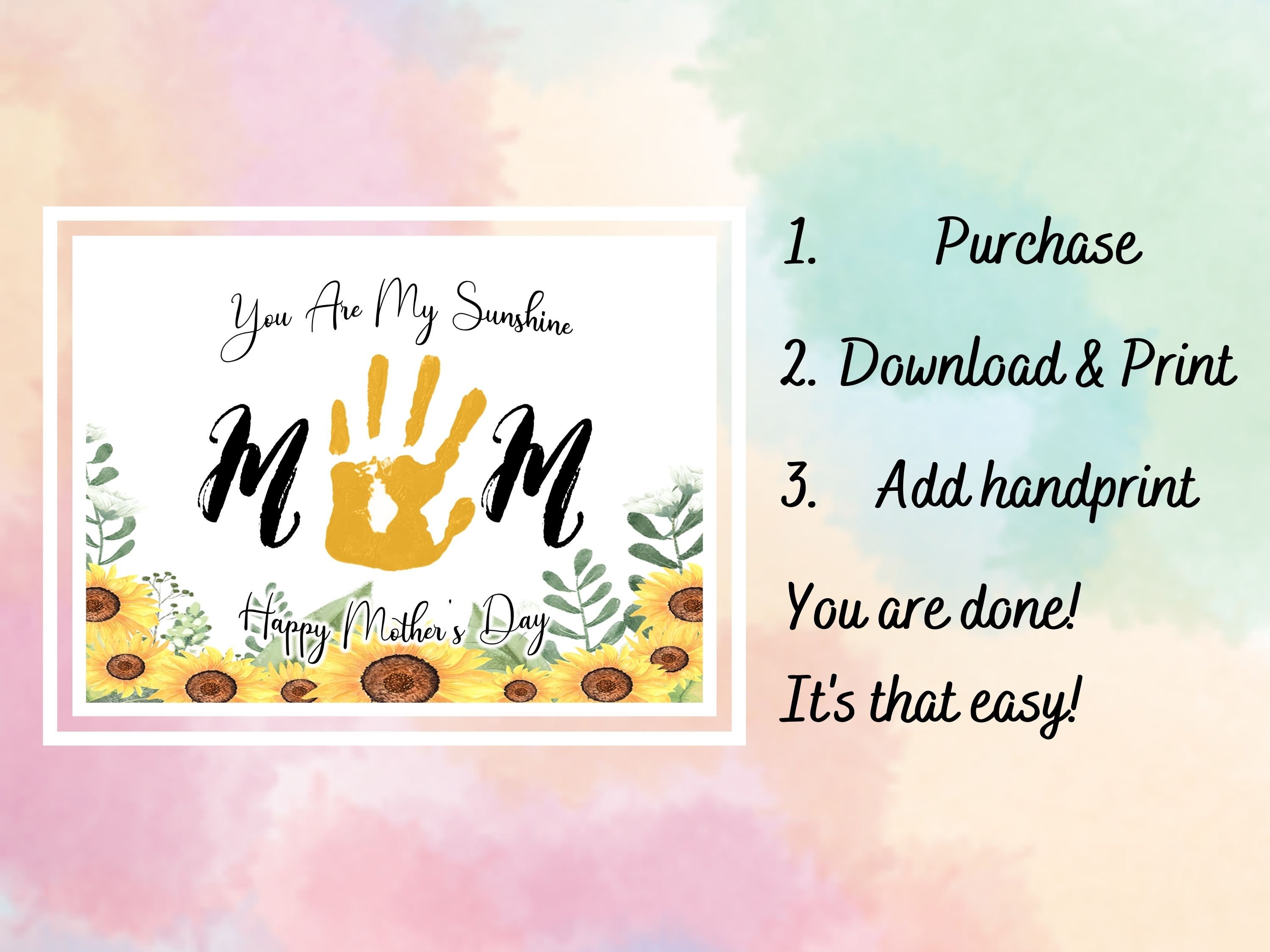 You Are My Sunshine Mom, Handprint Craft for Mother's Day, Easy DIY ...