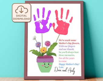 Mother's Day Flower Handprint Art, Custom Handprint Craft, Custom ...