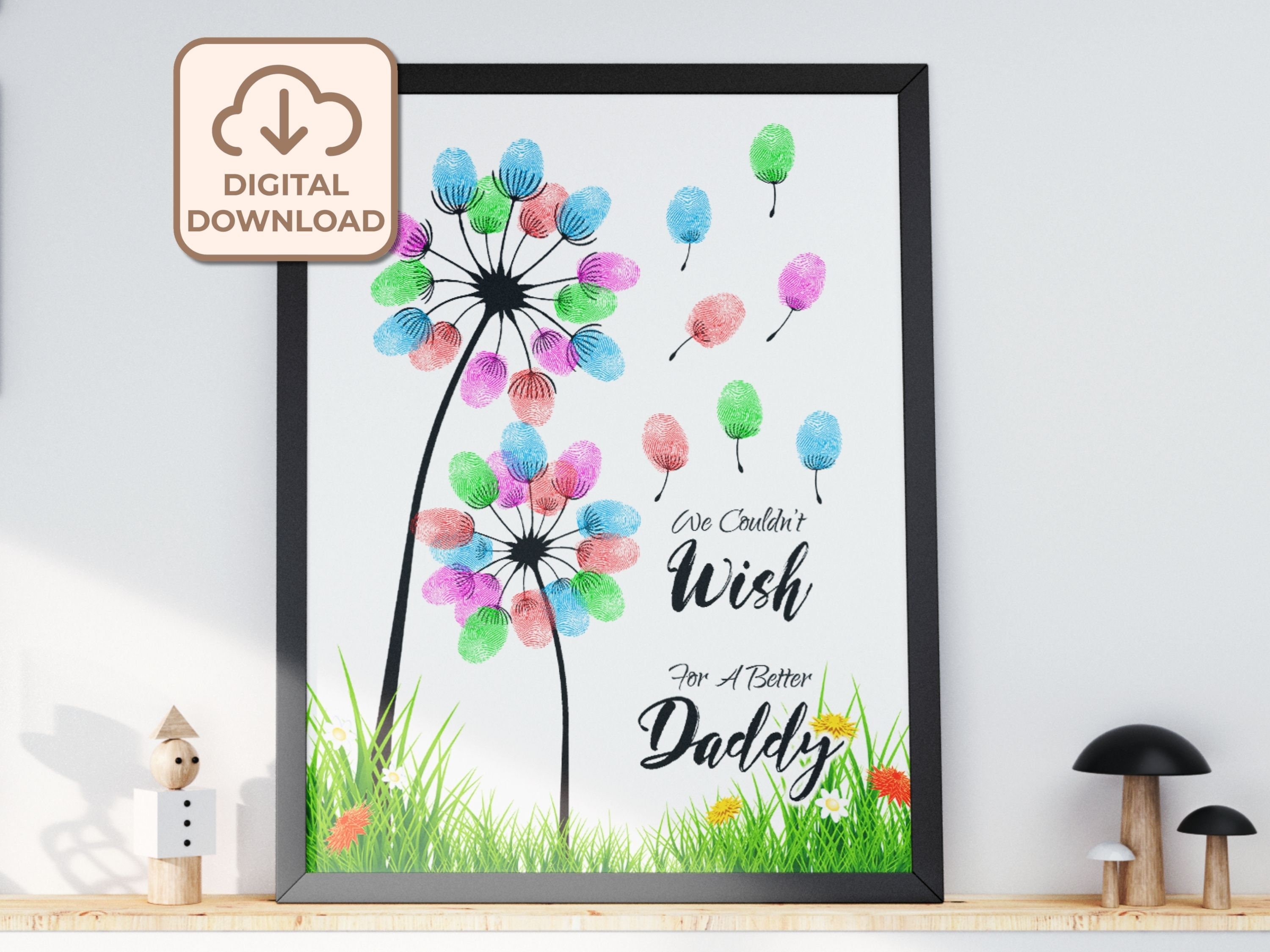 Gift for Daddy, Fathers Day Fingerprint, Dandelion Fingerprint Craft ...