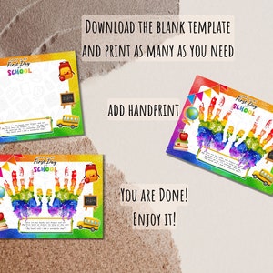 First Day at School Handprint Art, Kids Handprint Art, Handprint ...