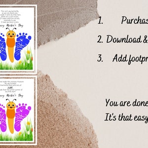 Mother's Day Butterfly Footprint Art, Printable Footprint Craft ...