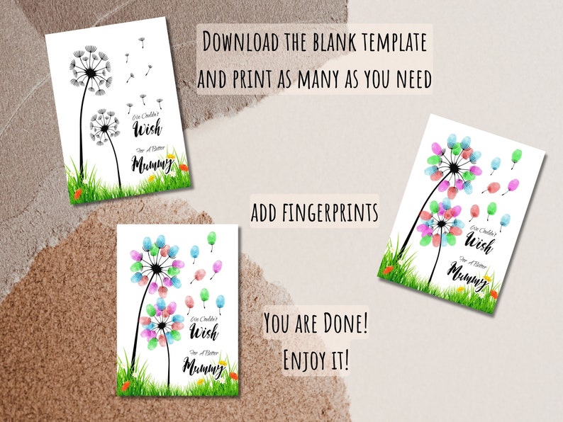 Gift for Mummy, Baby Fingerprint Craft, Dandelion Fingerprint Craft ...