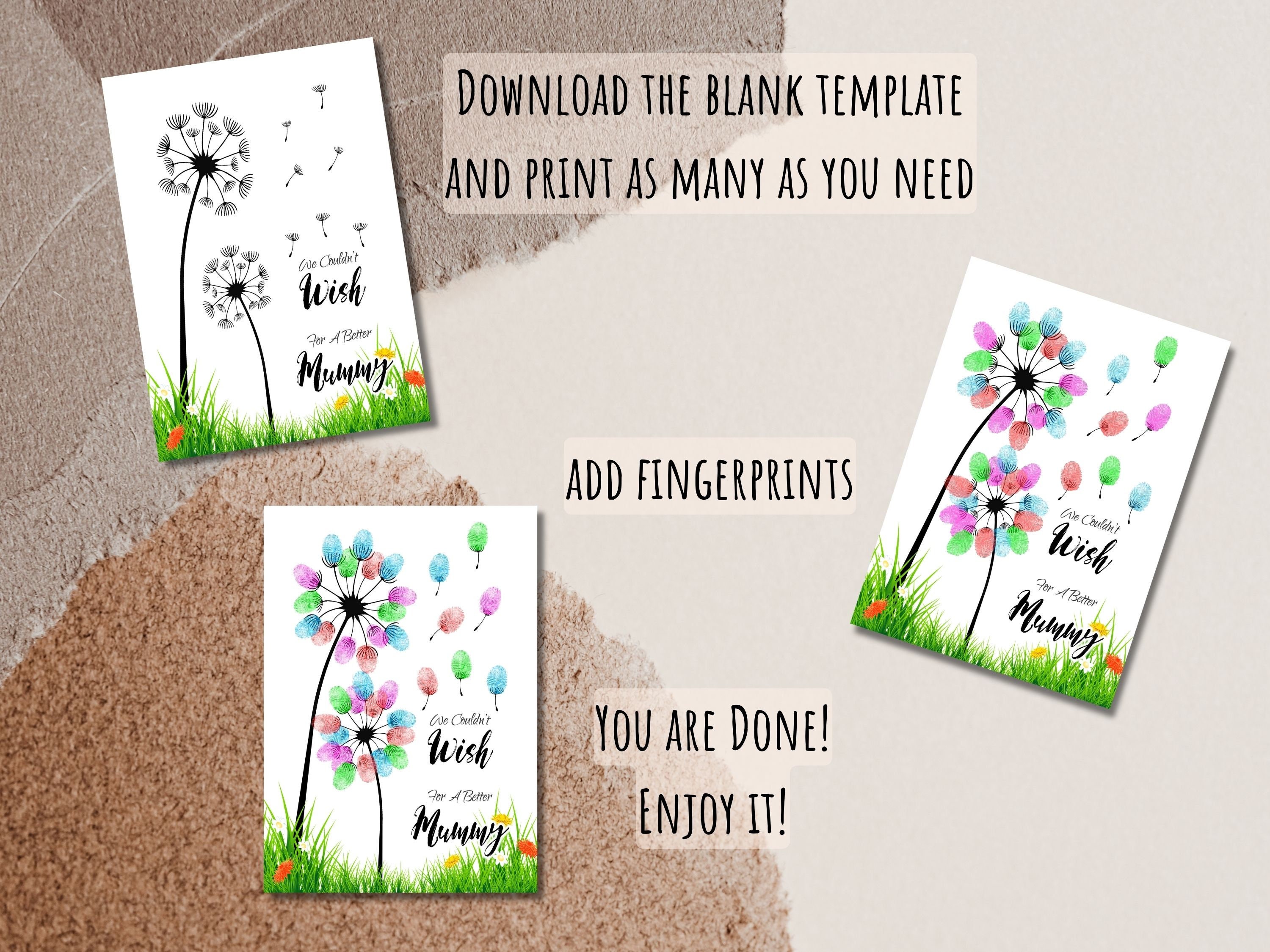 Gift for Mummy, Baby Fingerprint Craft, Dandelion Fingerprint Craft ...